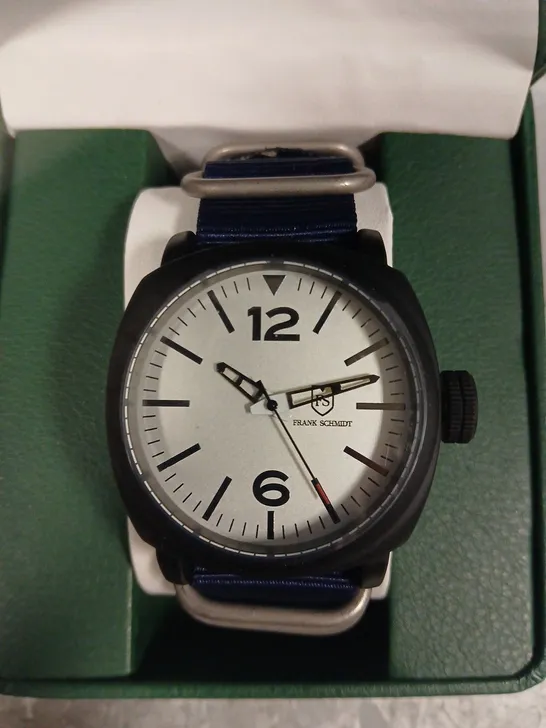 Lot 8061: FRANK SCHMIDT WATCH – LARGE BLACK CASE – WHITE PILOT DIAL ...