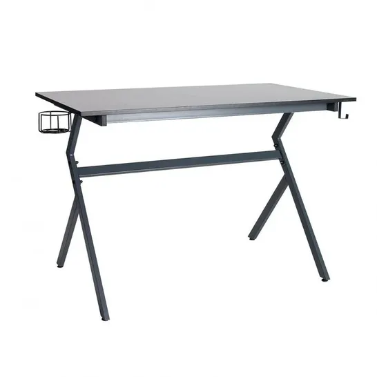 Lot 719: BOXED NEO GREY ERGONOMIC COMPUTER GAMING OFFICE DESK WITH ...