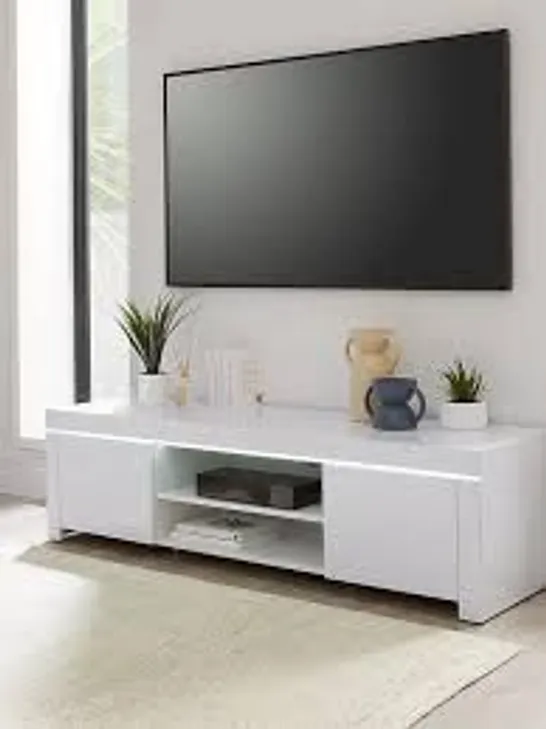 Lot 474: BOXED ATLANTIC GLOSS TV UNIT WITH LED - FITS UP TO 60 INCH TV ...