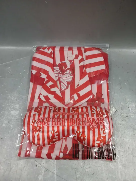 Lot 569: PLOUISE CANDY CANE PYJAMAS & SLEEP MASK SET IN RED SIZE 9-10 ...