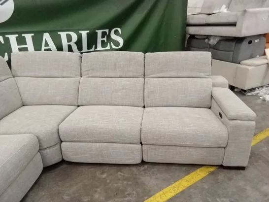Lot 82: DETROIT FABRIC LEFT HAND POWER RECLINER CORNER GROUP SOFA WITH ...