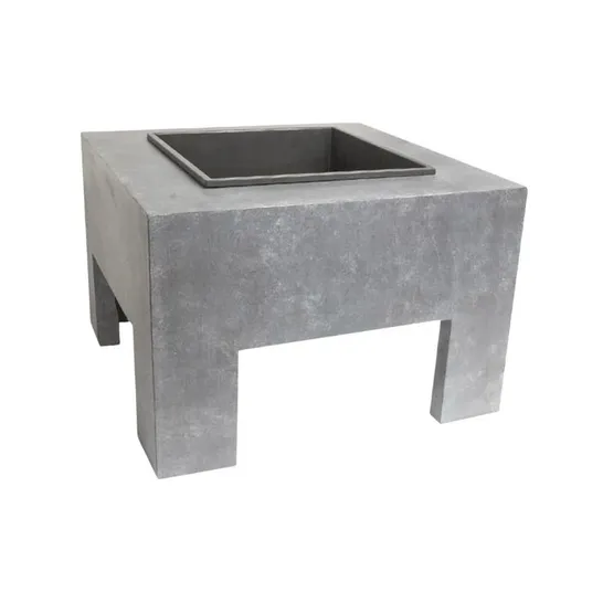 Lot 355: BOXED OUTDOOR FIRE PIT AND SQUARE CONSOLE, FIBRECLAY CEMENT ...