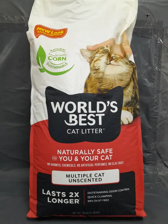 Lot 1295: WORLD'S BEST MULTIPLE CAT UNSCENTED CAT LITTER (12.7KG ...