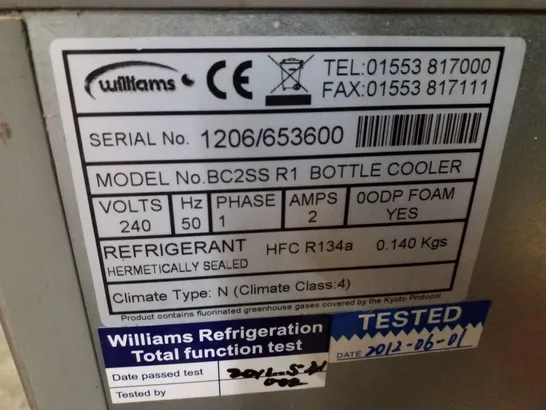 Lot 308: WILLIAMS BC2SS R1 BOTTLE COOLER - 5093887 | Simon Charles ...