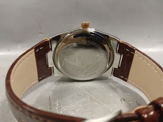 Lot 8059: ERNEST FERDINAND BROWN LEATHER STRAP DAY DATE DIAL WATCH ...