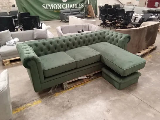 Lot 109: HAMPTON CHESTERFIELD L-SHAPE CORNER SOFA, MOSS GREEN CLASSIC ...