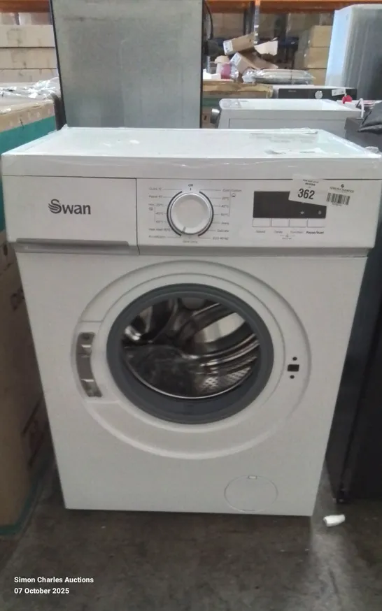 Lot 362: SWAN FREESTANDING WASHING MACHINE IN WHITE [DOOR MISSING ...
