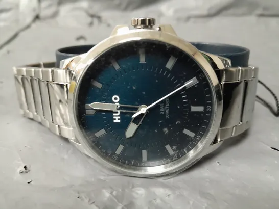 Lot 3461: HUGO FIRST BLUE DIAL AND STAINLESS STEEL BRACELET GENTS WATCH ...