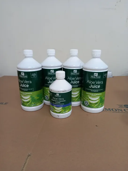 Lot 2071: LOT OF 5 ALOE PURA ALOE VERA FOOD SUPPLEMENT DRINKS 4 X 1L ...