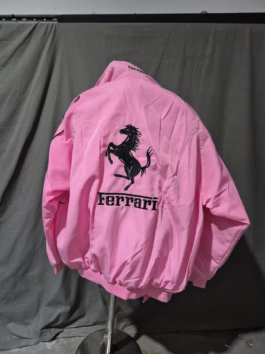 Lot 1011: FERRARI PINK RACING JACKET WITH EMBLEMS – BOMBER STYLE - SIZE ...
