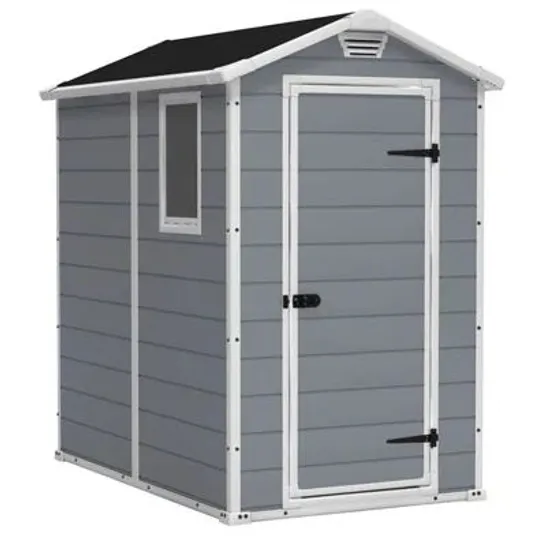 Lot 1556: BOXED KETER MANOR 4FT W X 6FT D APEX SHED (1 BOX) - 5056211 ...