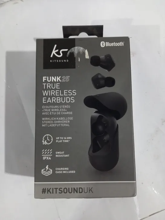 Lot 6200: KITSOUND FUNK 25 WIRELESS EARBUDS IN BLACK - 4621679 | Simon ...