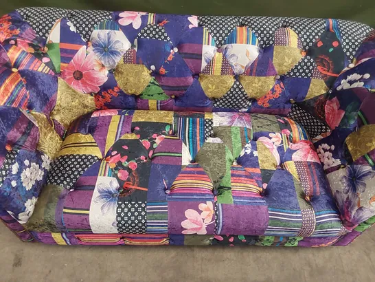 Lot 20: QUALITY DESIGNER CAMAURY VELVET PATCHWORK SOFA RRP £1299.99 ...