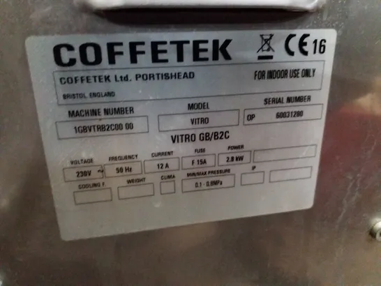 Lot 3: COFFETEK VITRO GB/B2C ESPRESSO MACHINE - 5094591 | Simon Charles ...