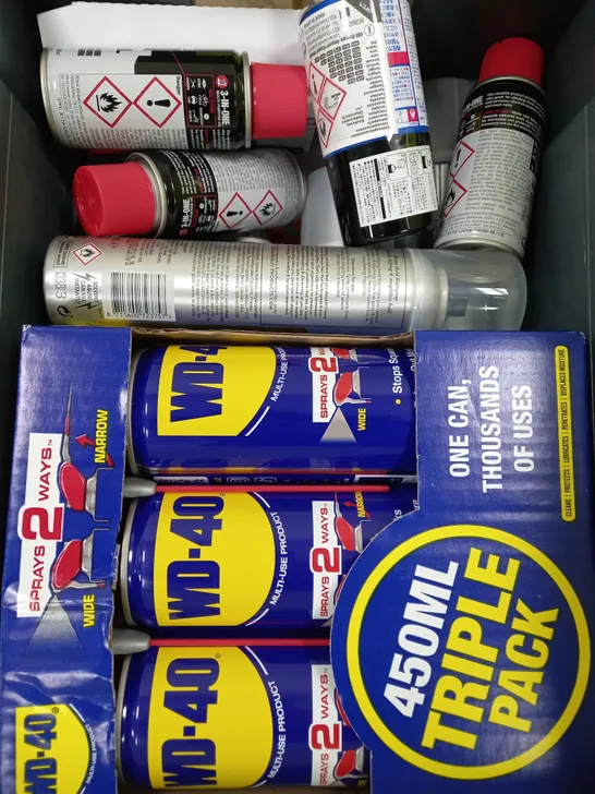 Lot 9389: BOX OF APPROX 10 ASSORTED LIQUIDS TO INCLUDE - WD-40 TRIPLE ...