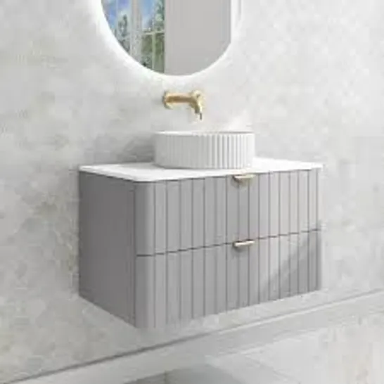 Lot 38: BOXEDEMPIRE 800MM WALL HUNG VANITY UNIT MATT LIGHT GREY ...