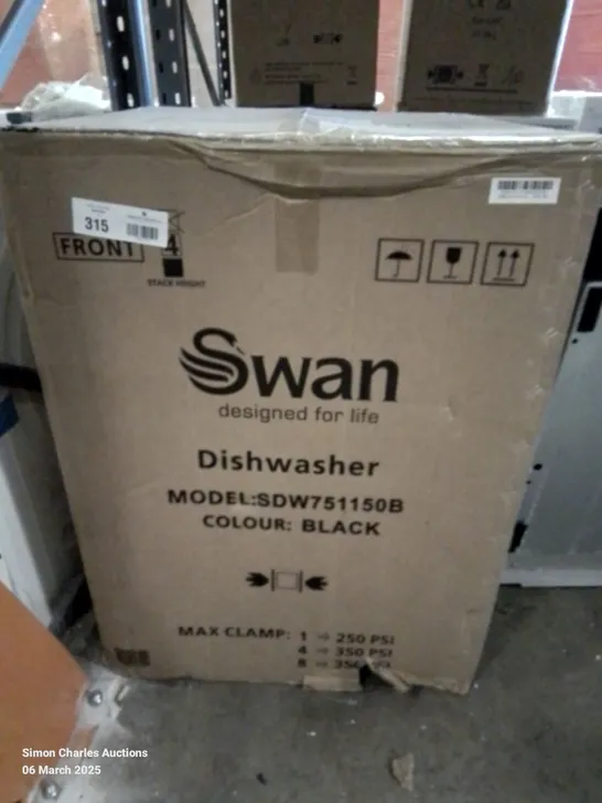 Lot 315: BOXED SWAN SDW751150B 12-PLACE FULLSIZE DISHWASHER - BLACK ...