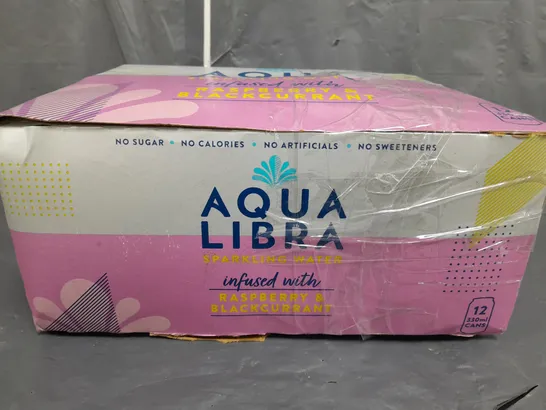 Lot 2533: SET OF 12 330ML CANS OF AQUA LIBRA SPARKLING WATER - RASPBERRY & BLACKCURRANT FLAVOUR ...
