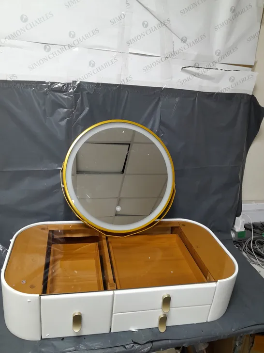 Lot 8039: WHITE SET OF DRAWERS WITH CIRCLE MIRROR - COLLECTION ONLY ...