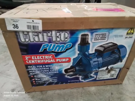 Lot 36: CLARKE PUMP 2" ELECTRIC CENTRIFUGAL PUMP - 4834365 | Simon ...