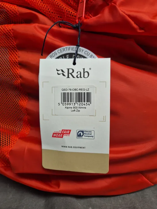 Lot 574: RAB ALPINE 800 WOMEN'S DOWN JACKET – LEFT ZIP, RED/ORANGE ...