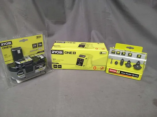 Lot 3756: THREE ASSORTED RYOBI PRODUCTS TO INCLUDE; LITHIUM 18V BATTERY ...