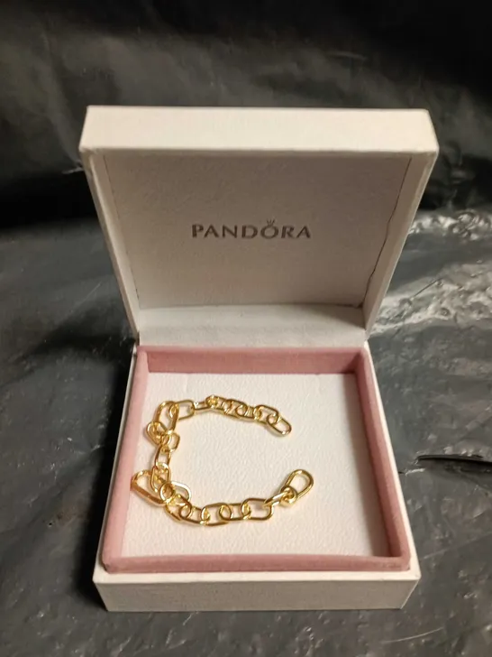 Lot 2061: PANDORA BRACELET IN PRESENTATION BOX – GOLD-TONE LINK CHAIN ...