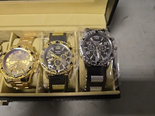 Lot 9466: WATCH BOX CONTAINING 6 ZHOWE WATCHES IN VARIOUS STYLES ...