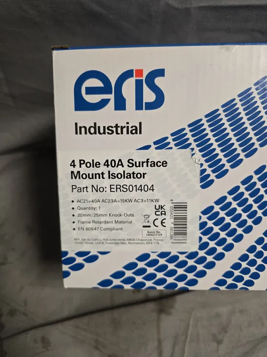 Lot 2273: ERIS INDUSTRIAL 4-POLE 40A SURFACE MOUNT ISOLATOR – ERS01404 ...