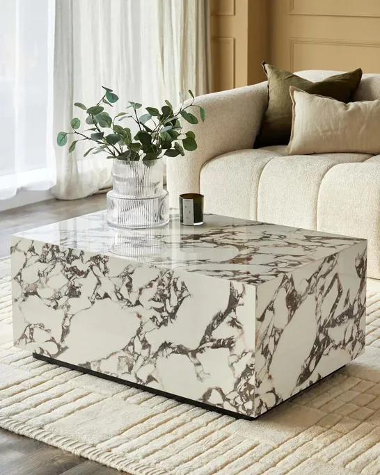 Lot 409: BOXED DANETTI RUSSO WHITE CALACATTA CERAMIC COFFEE TABLE (1 ...