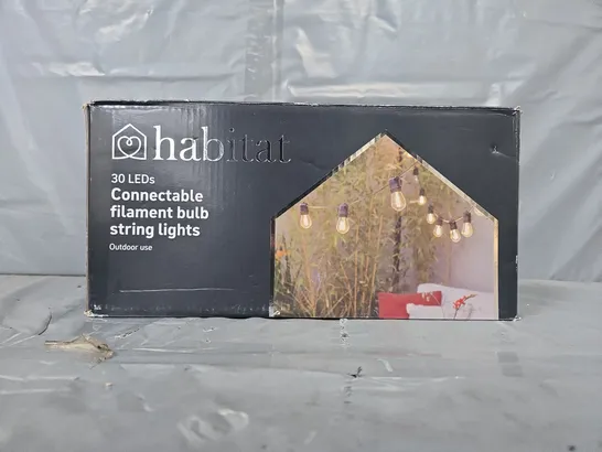 Lot 8102: BOXED HABITAT 30 LEDS CONNECTABLE FILAMENT BULB STRING LIGHTS ...