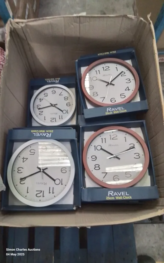 Lot 344: BOX CONTAINING LARGE AMOUNT OF NEW RAVEL WALL CLOCKS - 5160496 ...