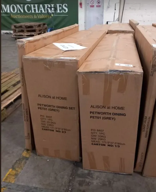 Lot 989: BRAND NEW BOXED ALISON AT HOME PETWORTH GREY RATTAN DINING SET ...