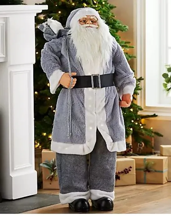 Lot 186: FESTIVE 4FT PRE LIT STANDING SANTA GREY - 4941652 | Simon ...