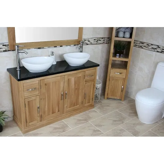 Lot 1329: BOXED ARELY 1230MM FREE STANDING DOUBLE VANITY UNIT (3 BOXES ...