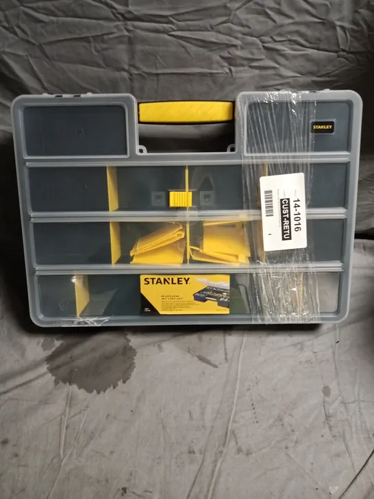 Lot 1515: STANLEY PLASTIC TOOL STORAGE BOX WITH YELLOW INTERIOR ...