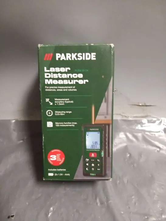 Lot 48: THREE BOXED PARKSIDE LASER DISTANCE MEASURER PLEM50 D4 ...