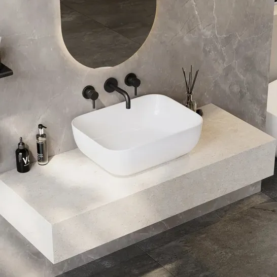 Lot 4058: BOXED DENBIGH 400×300MM COUNTERTOP RECTANGULAR BATHROOM BASIN ...