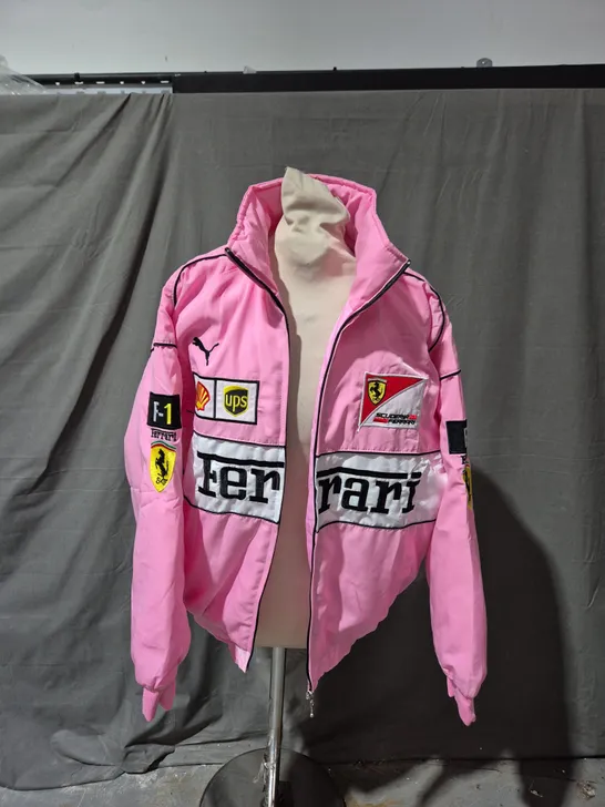 Lot 1011: FERRARI PINK RACING JACKET WITH EMBLEMS – BOMBER STYLE - SIZE ...