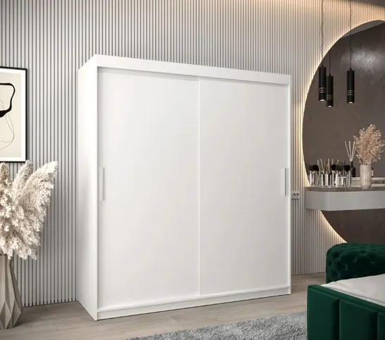 Lot 1002: BOXED MANIAH 2 DOOR SLIDING WARDROBE - WHITE (4 BOXES ...