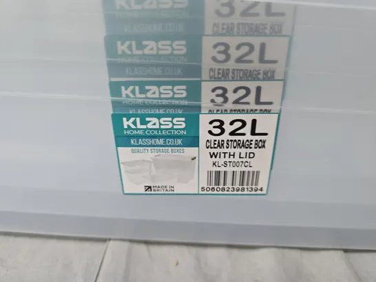 Lot 7045: 4 KLASS HOME COLLECTION 32L CLEAR STORAGE BOXES WITH LIDS ...
