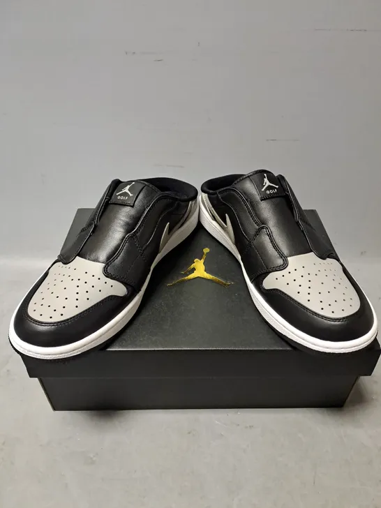 Lot 6157: BOXED PAIR OF NIKE AIR JORDAN MULES IN BLACK/MEDIUM GREY SIZE ...