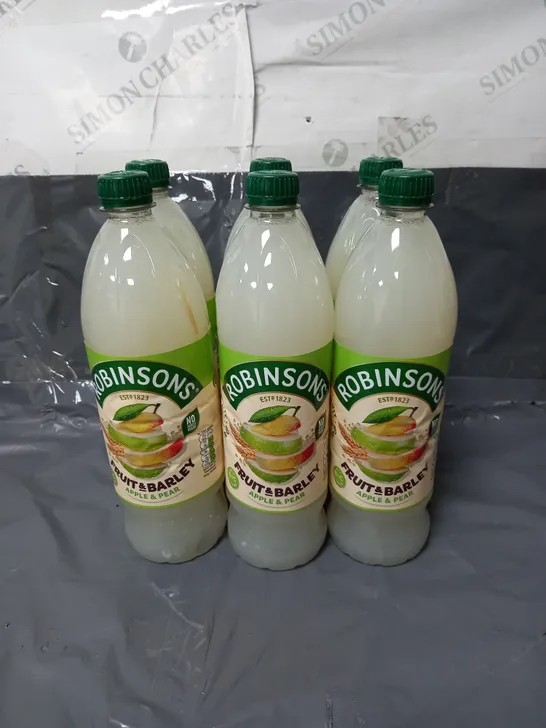Lot 109: ROBINSONS X6 FRUIT & BARLEY CORDIAL APPLE & PEAR 1L ...