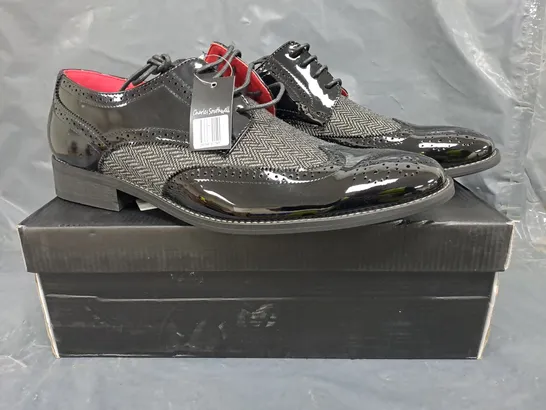 Lot 6614: BOXED PAIR OF CHARLES SOUTHWELL LACE UP SHOES IN GLOSSY BLACK ...