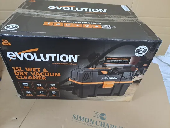 Lot 57: BOXED EVOLUTION 15L WET AND DRY VACUUM CLEANER R15 VAC ...