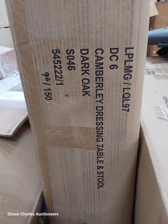 Lot 11: BOXED CAMBERLEY DRESSING TABLE AND STOOL SET DARK OAK-EFFECT (1 ...