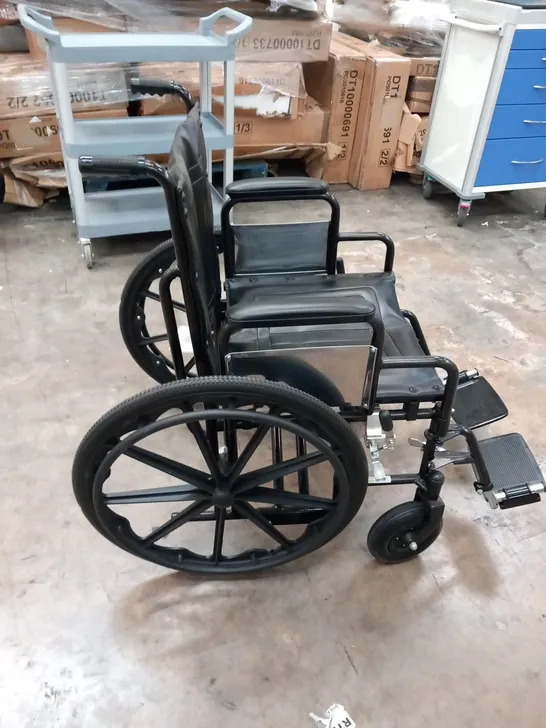 Lot 2704: BLACK LEATHER WHEEL CHAIR WITH HAND BREAKS - 4337262 | Simon ...