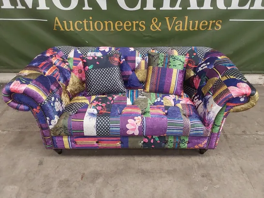 Lot 20: QUALITY DESIGNER CAMAURY VELVET PATCHWORK SOFA RRP £1299.99 ...