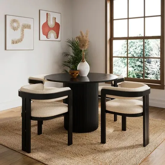 Lot 561: BOXED AMARI 4 SEATER ROUND DINING TABLE - BLACK (2 BOXES ...
