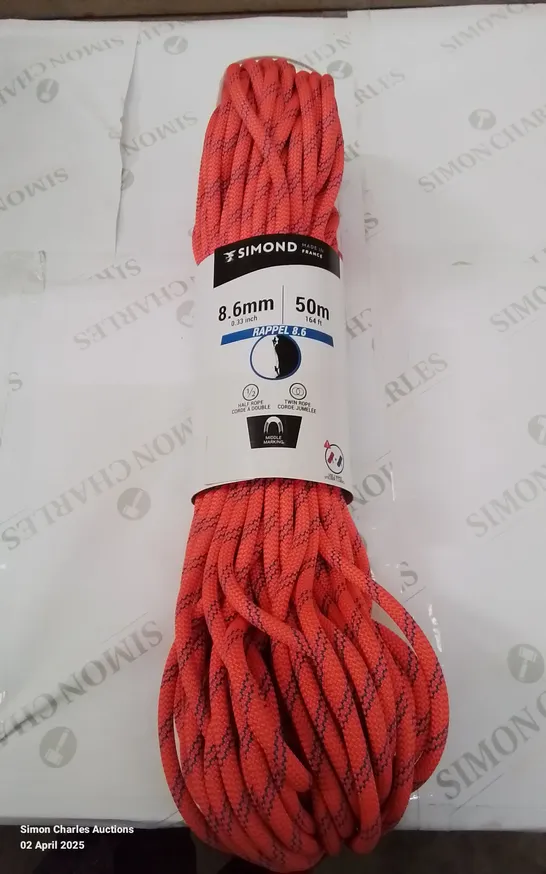 Lot 651: SIMOND 8.6MM 50M RAPPEL CLIMBING ROPE - 5122596 | Simon ...